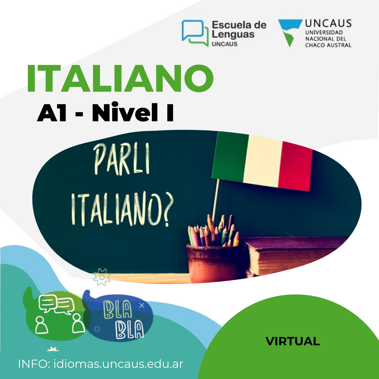 ITALIANO A1. Nivel I 8:30 a 10:30hs — Cursos UNCAus