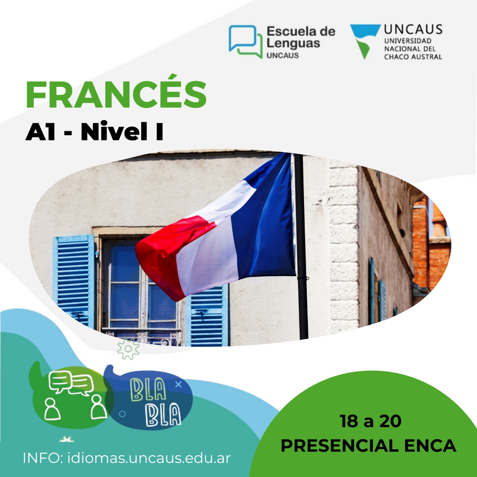 FRANCES A1. Nivel I - 18 a 20hs (presencial ENCA) — Cursos UNCAus